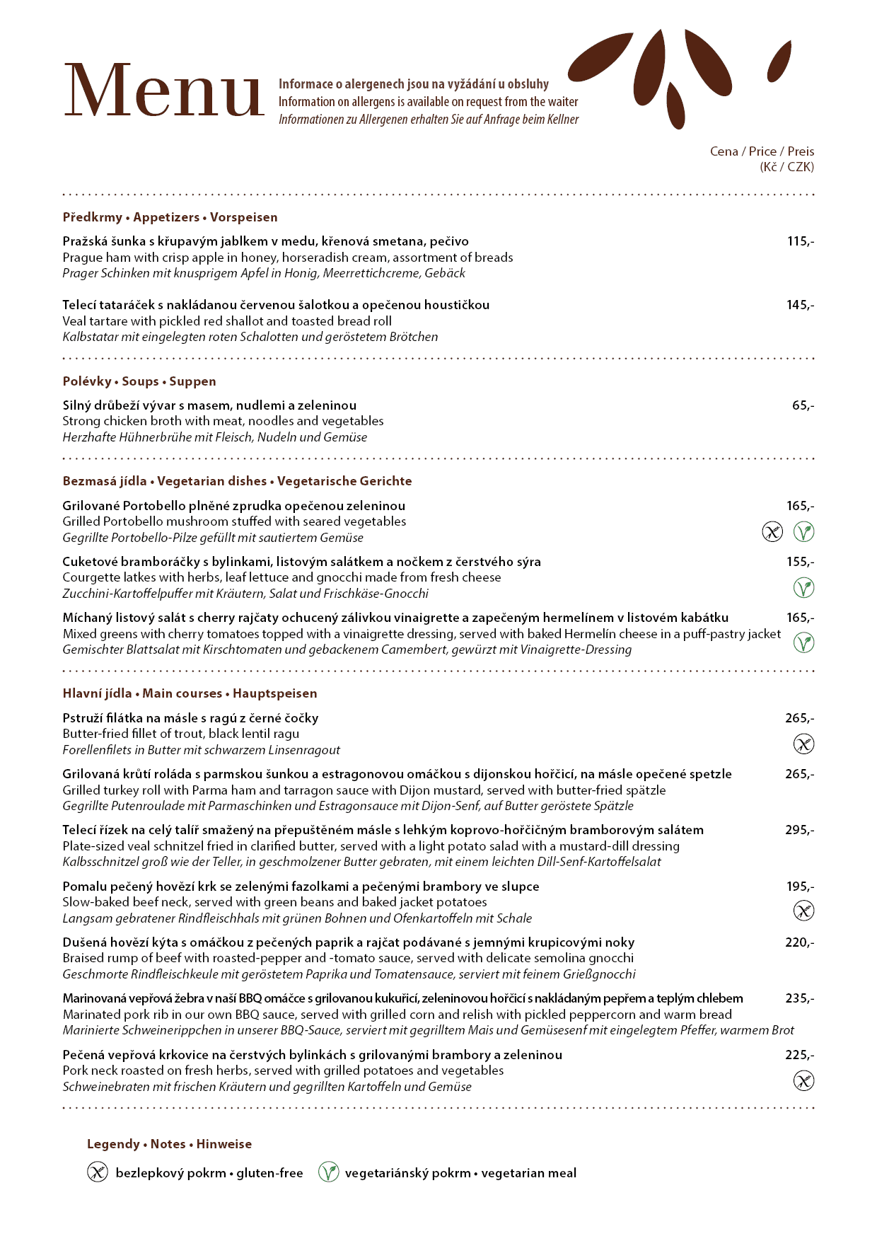 Menu - Amenity Restaurant Špindlerův Mlýn – Amenity Hotel & Resort
